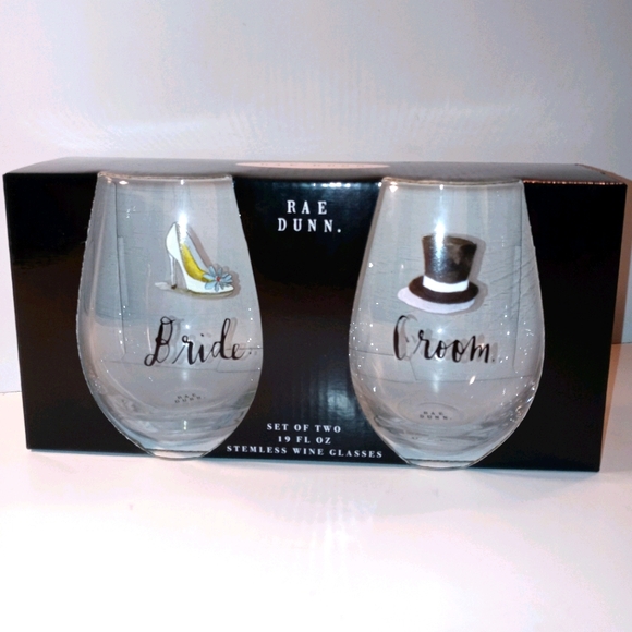 Rae Dunn | Dining | Rae Dunn Bride And Groom Wine Glass Set | Poshmark